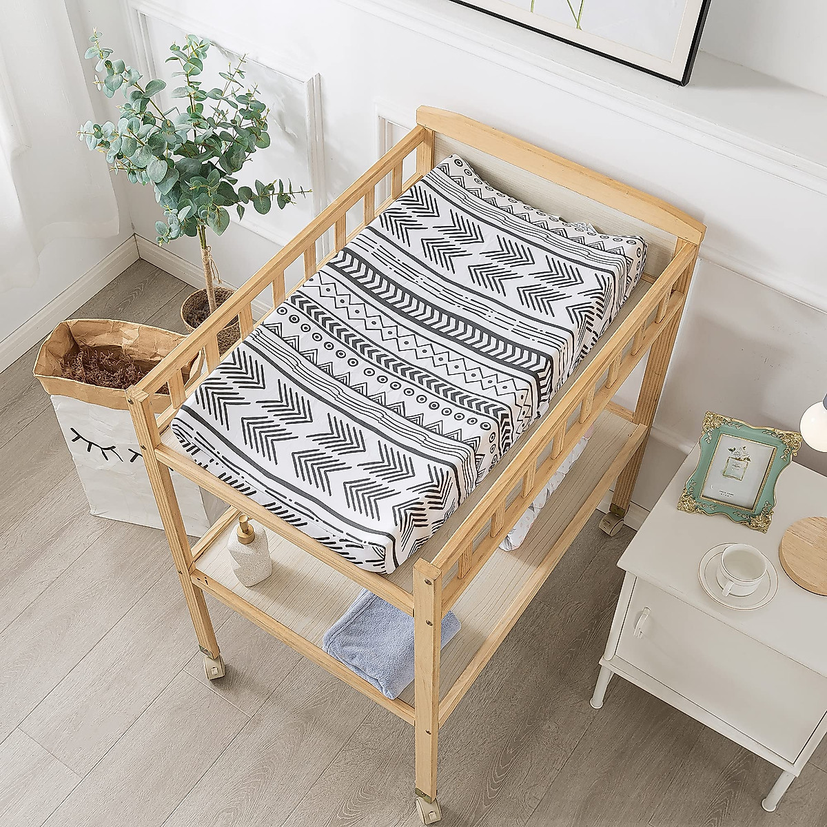 Nordic Stripes 3-Piece Baby Boy Crib Bedding Set - Cotton Quilt, Crib Sheet, Changing Pad Cover: Tribal Nursery Bedding, Boy Arrow Crib Bedding, Black and White Baby Bedding Crib Sets by Soul and Lane