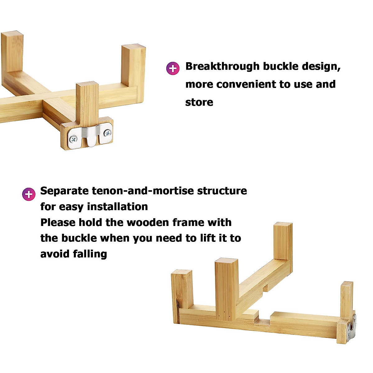 Y YHY Ceramic Dog Bowls, 32 Oz, Matte Black, Bamboo Stand, Suitable for Multiple Pets