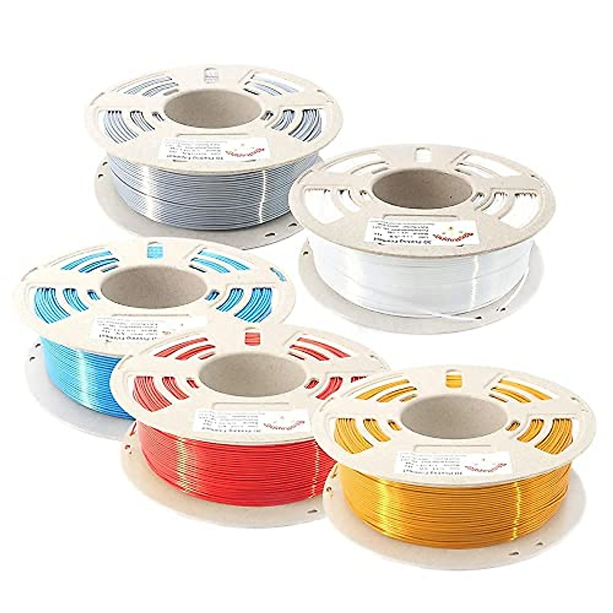 Reprapper 5 Color Bundles Silk PLA Filament for 3D Printer & 3D Pen 1.75 mm (± 0.03 mm) 2.2 lbs (1 kg), Silky Shiny Shine 3D Printing Materials