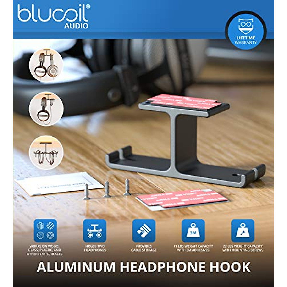 Audio Technica ATH-M40x Professional Studio Monitor Headphone Black Bundle with Antlion Audio ModMic Wireless, Blucoil 6' 3.5mm Extension Cable, Headphone Amp, Headphone Hook and Slappa Headphone Case