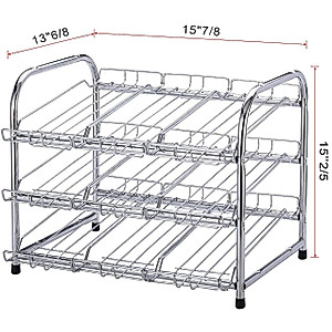 FlagShip Pantry Food Can Rack Organizer, 3-Tier Stackable Soup Vegetable Canned Food Dispenser Organizers Storage, Pantry Can Food Holders Metal (36 Cans Chrome)