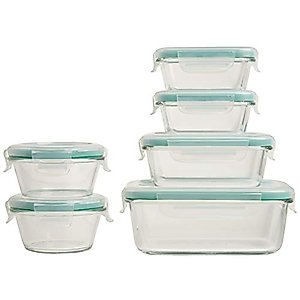OXO Good Grips Smart Seal , 12 Piece Glass Container Set,Clear