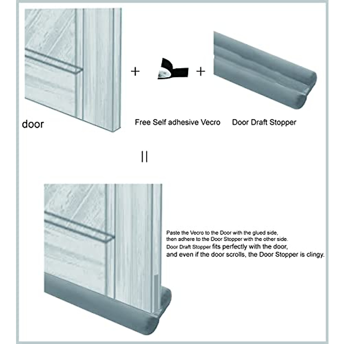 DreamQuil Twin Door Draft Stopper, Under Door Draft Blocker Door Sweep Weather Stripping Free Adhesive Adjustable Noise Stopper (White, 32-36 Inch)