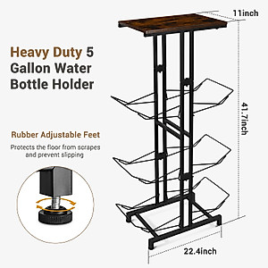 CAROD 5 Gallon Water Jug Holder, Heavy Duty Water Jug Stand with Storage Shelves, 3-Tier Foldable 5 Gallon Water Bottle Holder Water Cooler Jug Rack for Kitchen Living Room Office Gym(Only Shelf)