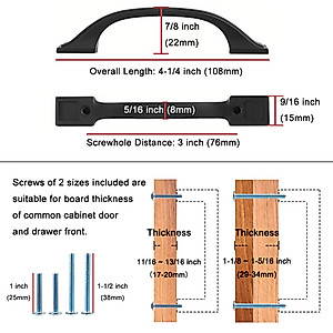 KOOFIZO 20-Pack Square Foot Craftsman Cabinet Bow Pull - Black Furniture Handle, 3 Inch/76mm Screw Spacing for Kitchen Cupboard Door, Bedroom Dresser Drawer, Bathroom Wardrobe Hardware