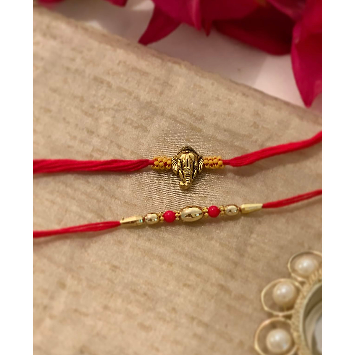 Rakhi For Brother Set of 2 With Greeting Card, Beautiful Designer Raksha Bandhan Rakhi Gift Set For Brother Bhaiya Bhai Bro, Traditional Indian Style Rakshbandhan Rakhi Gifts For Brother