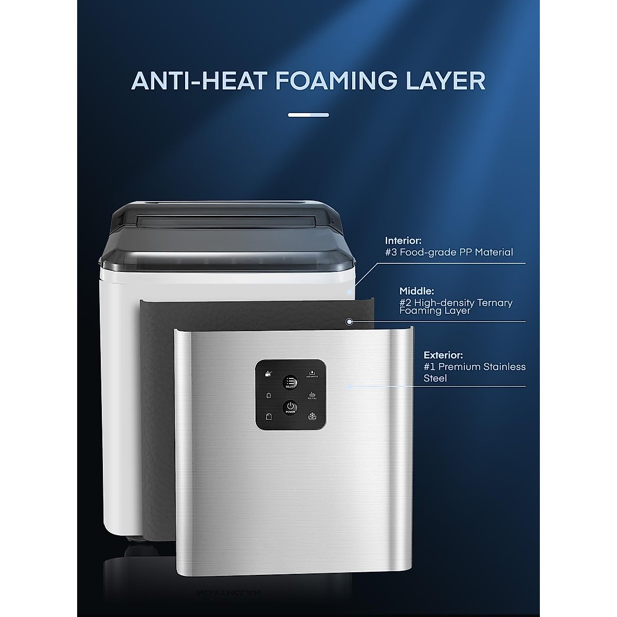 Countertop Ice Maker Machine 𝑺𝒕𝒂𝒊𝒏𝒍𝒆𝒔𝒔 𝑺𝒕𝒆𝒆𝒍, 9 Bullet Ice in 6 Mins, 𝟑𝟎𝒍𝒃𝒔 24h, Self-Clean, 2 Ice Sizes, LCD Display, Portable Ice Maker w/Ice Scoop & Basket, Home/Kitchen/Office