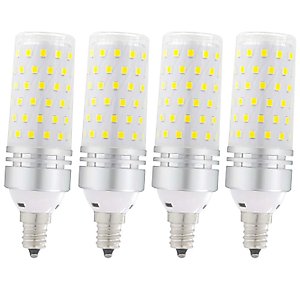 E12 LED bulbs, Candelabra LED Bulbs 100 Watt Equivalent,Daylight White 6000K, LED ceiling fan light bulbs,1500lm, Non-Dimmable LED light bulb, LED Chandelier Bulbs for Ceiling Fan,Home Lighting,4 Pack