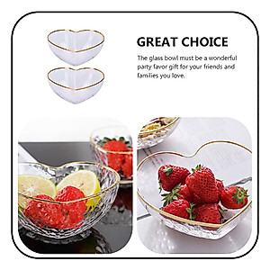 Glass Serving Bowl 2pcs Heart Shaped Glass Bowls Dessert Display Bowls Decorative Food Serving Bowls Mixing Bowl Home Tableware for Cereal Salad Soup Pho Dessert Rice Noodle Mixing Bowl