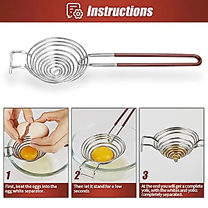 SOLEADER Egg Separator-Yolk White Separator Tool-Food Grade Stainless Steel-Dishwasher Safe-Work for XL Jumbo Eggs
