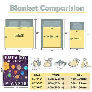Anydia Just A Boy Who Loves Planets Solar System Blanket Gifts for Planets Solar System Lover 40 x 50 Inch for Kid, Fannel Fleece Throw Blanket Super Soft Throws Blanket for Bed Couch Sofa