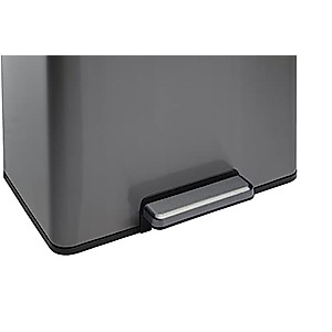 Rubbermaid Stainless Steel Metal Step-On Trash Can for Home and Kitchen, Charcoal, 12 Gallon, 2112520