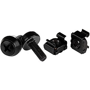 StarTech.com M5 Cage Nuts and Screw - 12 mm Rack Screws and Cage Nuts - 50 Pack - Black - Replacement Serve Rack Screws , TAA (CABSCREWM5B)
