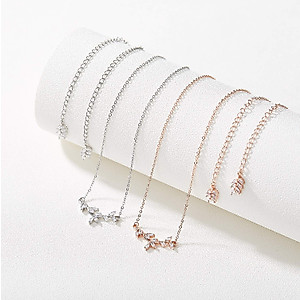 SWEETV Crystal Wedding Bridal Necklace for Brides, Cubic Zirconia Dainty Vine Pendant Necklace for Women, Bridesmaid Gift