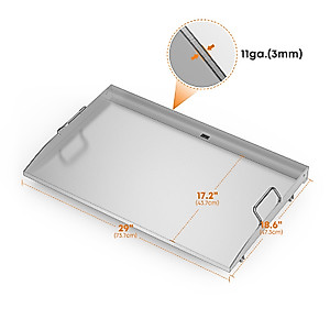Stanbroil 28 Inch Flat Top Griddle, Stainless Steel Griddle Replacement Top for Blackstone 28" 2-Burner Gas Grill Cooking Station, Rear Grease Management System