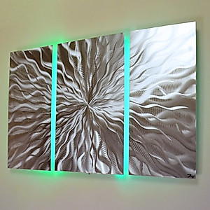 DV8 Studio Cosmic Energy, LEDSP 3 Panel Color Changing LED Modern Abstract Metal Wall Art Sculpture Painting Decor RGB