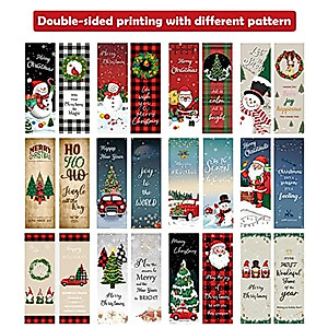 PRIMATCH 36 Pieces Cute Christmas Bookmarks for Women Men Kids Book Lovers, Double-Sided Holiday Bookmark Book Marker with Santa Snowman Design for Girs Boys Students Adult Xmas Gifts