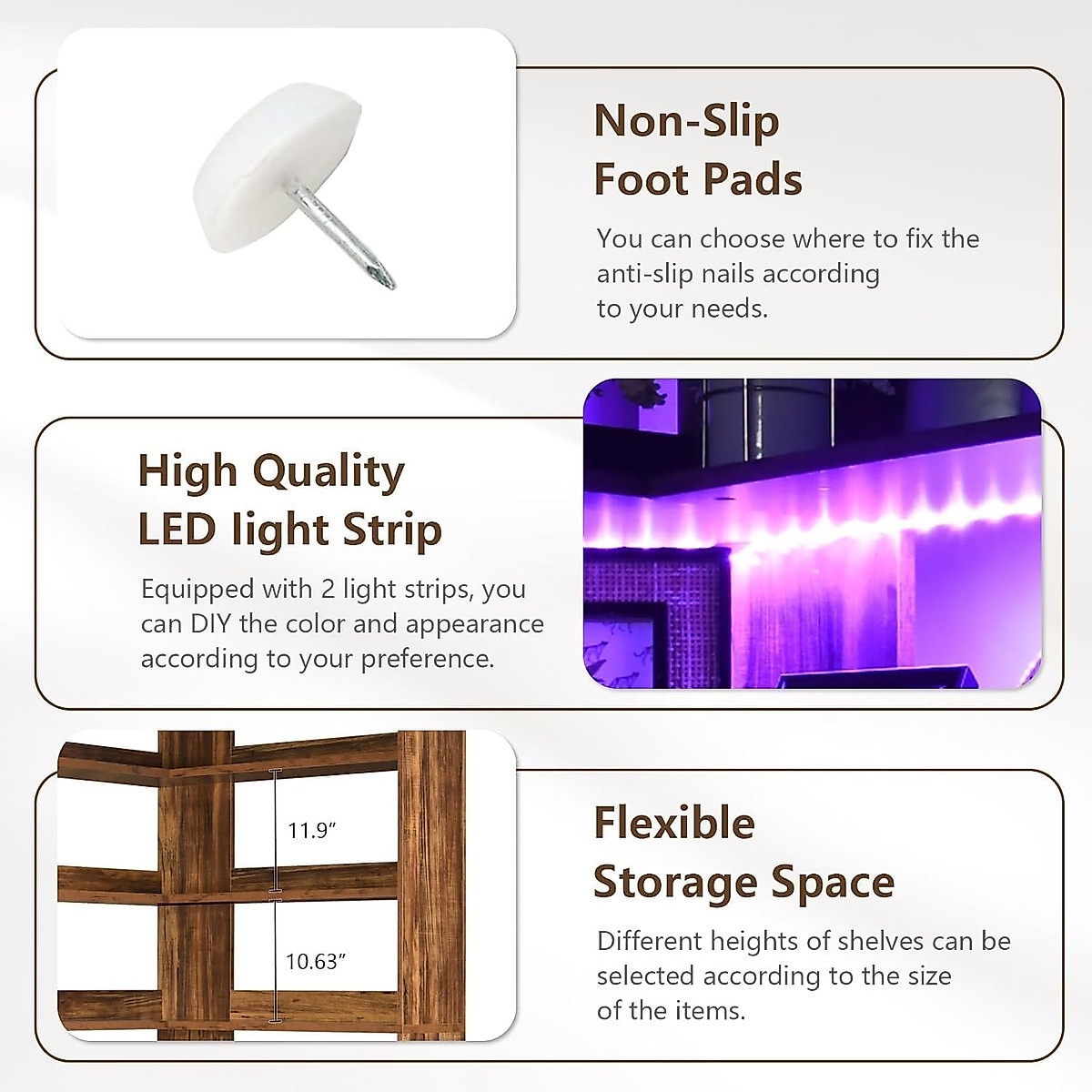 4 EVER WINNER Corner Bookshelf with LED Light, 7 Tiers Wooden Large Corner Bookcase, 71" Tall Corner Etagere Bookcase Book Shelf Display Rack for Home Office Living Room