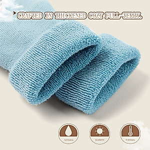 HowJoJo Baby Warm Socks With Grips For Baby Boys Non Slip Winter Socks Baby Girls Thick Crew Socks 6 Pack 12-24 Months