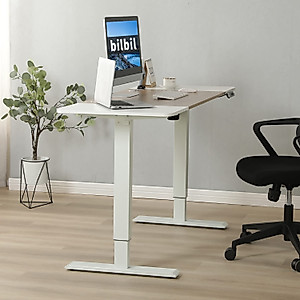 bilbil 55 x 24 Inches Electric Height Adjustable Standing Desk, Smart Home Office Stand Up Desk - Memory Settings - Solid Top - Double-Beam Construction - Anti-Collision Technology
