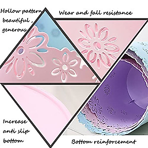 Scakbyer Wastebasket, Hollow Flower Shape Plastic Lidless Wastepaper Baskets Trash Can - M - Pink