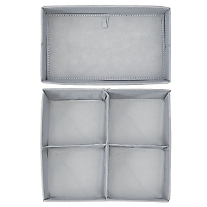 mDesign Soft Fabric Dresser Drawer and Closet Storage Organizer Set for Child/Kids Room, Nursery, Playroom - 4 Pieces, 10 Compartments, Set of 2 - Textured Print - Gray