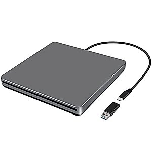 NOLYTH External CD DVD Drive USB 3.0 Type-C Slot-in CD/DVD Burner Slim DVD Player for Laptop Disk Drive CD Reader Optical Drive CD ROM External Drive for Laptop Mac PC Windows MacBook Apple Desktop