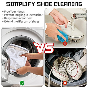 Shoes Washing Machine Bag for Men Size, Double Mesh Sneaker Cleaning Bag Fits Sneaker Up to Size 14, Shoe Laundry Bag for Gym Shoes, Slipper, Flat Shoes (14.5 x 12 x 6 inch) (L-Up to Size 14)