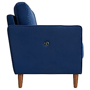 Signature Design by Ashley Darlow Modern Velvet Sofa with Bolster Pillows & USB Ports, Blue