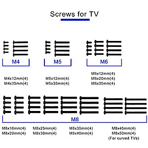 Suptek Universal TV Mounting Hardware Kit Set Includes TV Screws and Anchors M4 M5 M6 M8 TV Screws and Spacer Fit Most TVs up to 80 inch