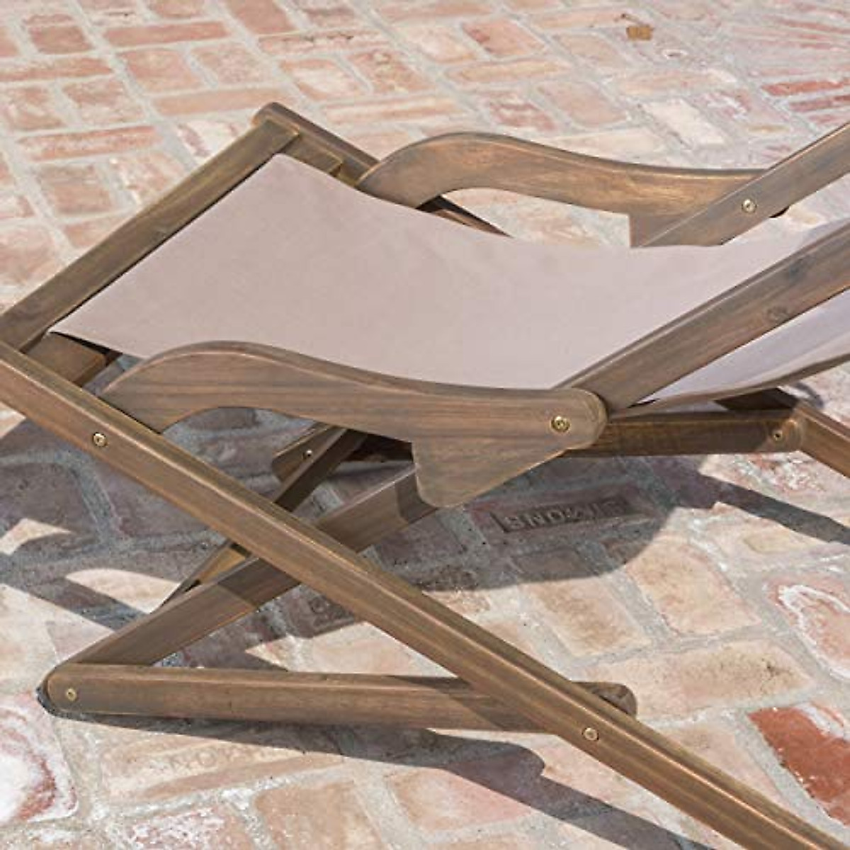 Christopher Knight Home Nikki Outdoor Wood and Canvas Sling Chairs, 2-Pcs Set, Grey