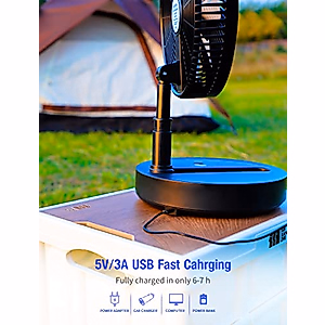 Airbition 12-Inch Rechargeable Oscillating Foldaway Pedestal Fan with Remote, Timer, 8-Speed, 7200mAh Battery Operated Cordless Standing Fan Portable for Home Bedroom Outdoor Camping Tent Travel