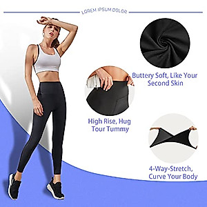 TNNZEET High Waisted Pattern Leggings for Women - Buttery Soft Tummy Control Printed Pants for Workout Yoga Black