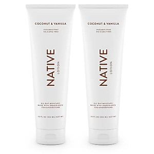 Native Coconut and Vanilla Body Lotion for Women and Men, Body Moisturizers for Dry Skin, 12 fl oz