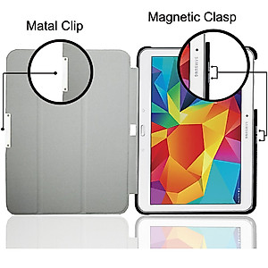 KUESN SM-T530 T531 Smart Cover Case for Samsung Galaxy Tab 4 10.1 Tablet Ultra Slim Flip Folio Pu Leather Stand Case with Magnetic Auto Sleep&Awake up (Black)