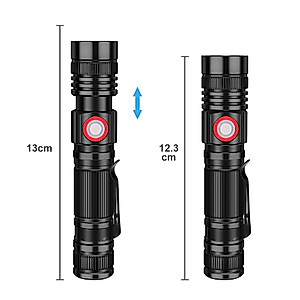 DARKBEAM USB Rechargeable LED Flashlight [2 Pack] T002 Super Bright XHP50 3000 Lumen Flash Light Lights Tactical Handheld Zoomable for Hiking, Biking, Outdoor Activity Patrol, Home, Emergency