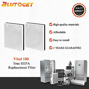 Vital 100 True HEPA Replacement Filter 2Pack by Blutoget - Fit for LEVOIT Vital 100 Air Purifier, 3-in-1 H13 and High-Efficiency Activated Carbon Filtration System - Replace Vital 100-RF - White