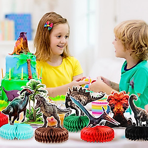 10 Pcs Dinosaur Centerpieces For Birthday Party 3D Dino Honeycomb Table Decorations Safari Jungle Animal Theme Baby Shower Table Paper Topper Stand Decor For Boys Girls Kids