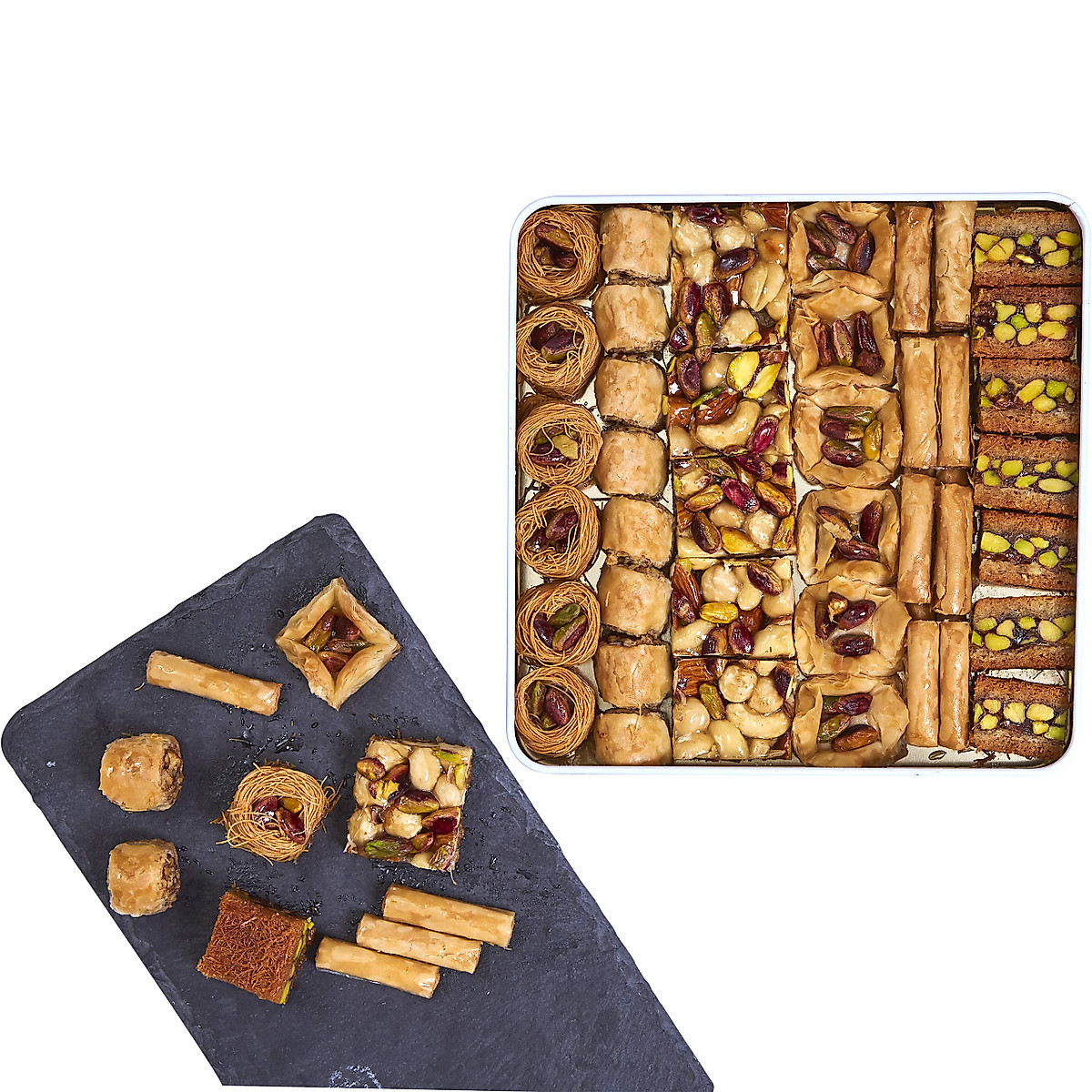 Cerez Pazari Baklava Pastry Gift Box Halal Snacks 1.32lbs ℮ Apprx.45-48 pcs | Turkish Dessert Ideal for Fathers Day Gift