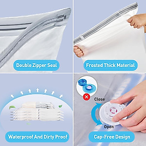 Vacuum Storage Bags for Travel, 12 Pack Small Travel Vacuum Bags with Portable Pump, Compression Bags for Travel, Vacuum Travel bags for Luggage, Vacuum Seal Bags for Clothing, Travel Essentials