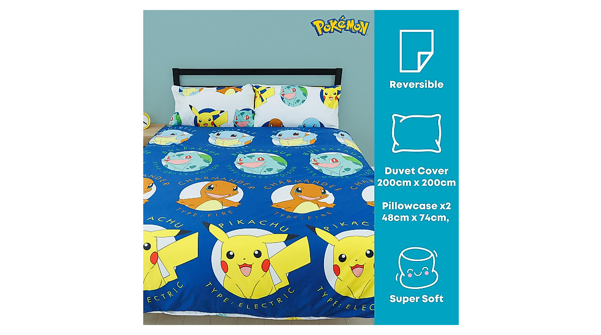 Pokemon Duvet Cover Set | Reversible Pikachu & More