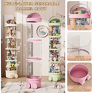 Vertical Toy Storage Tube, Stuffed Animal Storage Tube, Stuffed Animal Organizer, Stuffed Animal Holder, Toy Organizers and Storage, Plushies Storage for Kids Room, Living Room, Bedroom(Green,51.2in)