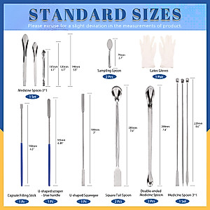 Glarks 17Pcs Capsule Filling Micro Lab Spoon Kits Sampling Spoon Mixing Spatula Laboratory Tiny Mixing Spatula Long Sampling Spoon for Powders Gel Cap Capsule Filler