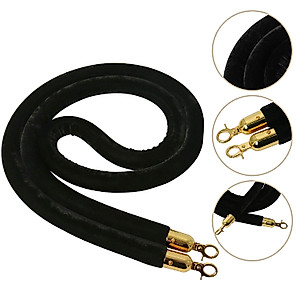 YaeGarden 2-Pack Velvet Stanchion Rope 5Ft Stanchion Queue Barrier Rope Velvet Rope Crowd Control Rope Barrier (Black)