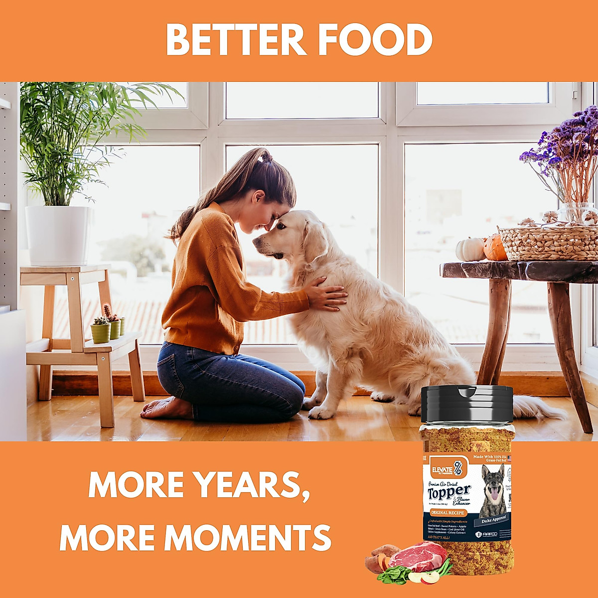 100% Human Grade - Dog Food Toppers for Picky Eaters - Air Dried, All Natural, USA Grass Fed Beef - Limited Ingredient, Grain Free - Seasoning, Meal Mixer, Dog Food Toppers for Dry Food – Beef