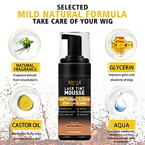 Melting Lace Lace Tint Mousse for Women - Natural Finishing Color on Wigs, Toupees, and Hairpieces - Wig Glue Tool Set (Mocha- Medium Brown)