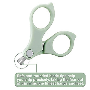 PandaEar Baby Nail Manicure Pedicure Grooming Care Kit (4 Pack)| Clippers Scissors File Tweezers | Newborn Infant Toddler Kids|1 Months Plus (Green)