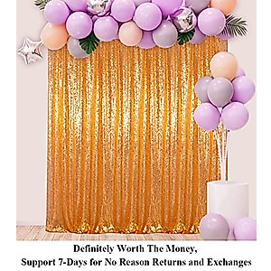 Partisout Sequin Curtain Backdrop 8ftx10ft Sequin Backdrop Sequence Backdrop Party Glitter Backdrop Sparkle Backdrop Wedding Photo Backdrop and Shimmer Backdrop (8ftx10ft, Gold)