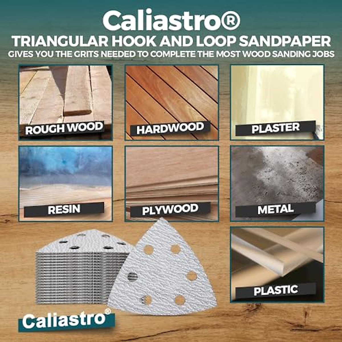 3 3/4" Triangle Sandpaper for Oscillating Multi-tool - Fits 3.5 Inch Corner Sanding Pads Including DeWalt, Milwaukee, Craftsman, Bosch, and Diablo; Delta Sandpaper with 80, 120 and 240 grits - 60-Pack