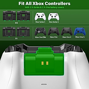 Rechargeable Controller Battery Pack for Xbox,2x4800mWh(2000mAh) Batteries Pack with USB-C Charging Cable for Xbox Series S|X/Xbox One S/One X/One Elite Remote Play and Charge Kit with 4 Cover(2 Pack)